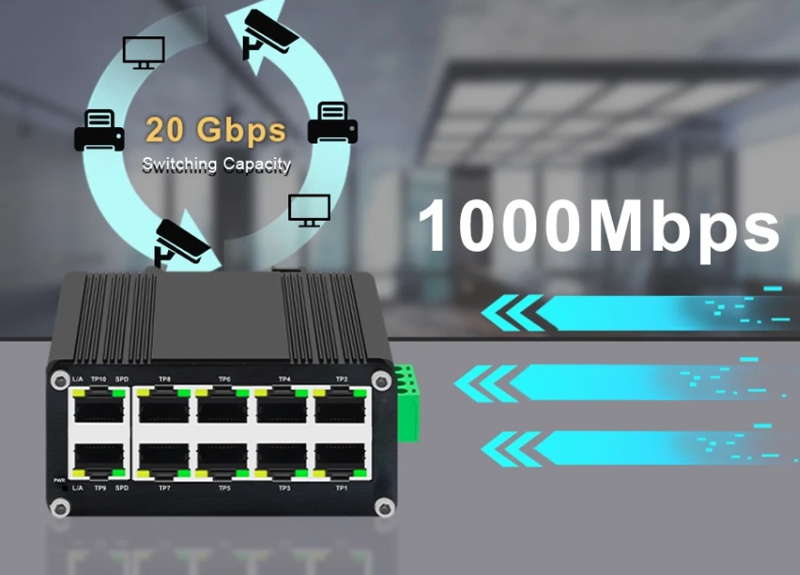 Shop DC PoE Switch | Industrial | 10-Port Online | UBWH Australia